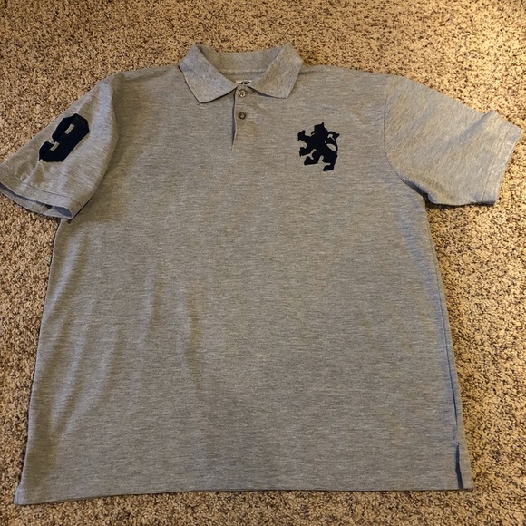 P J | Shirts | Grey Polo Shirt With Lion And Number On Sleeve | Poshmark